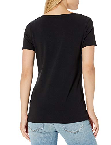 Amazon Essentials Women's Classic-Fit Short-Sleeve Scoop Neck T-Shirt (Available in Plus Size), Pack of 2, Black/White, Large