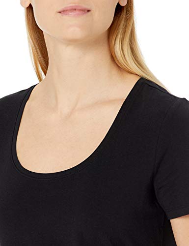 Amazon Essentials Women's Classic-Fit Short-Sleeve Scoop Neck T-Shirt (Available in Plus Size), Pack of 2, Black/White, Large