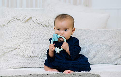 Itzy Ritzy Silicone Teether with Rattle; Rattle Teether Features Rattle Sound, Two Silicone Teething Rings and Raised Texture to Soothe Gums; Ages 3 Months and Up (Cactus)