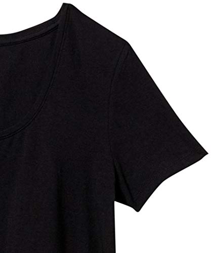 Amazon Essentials Women's Classic-Fit Short-Sleeve Scoop Neck T-Shirt (Available in Plus Size), Pack of 2, Black/White, Large
