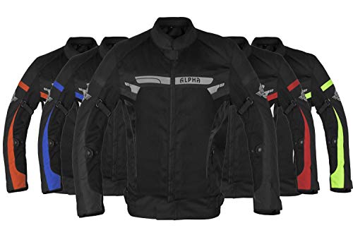 ALPHA CYCLE GEAR BREATHABLE BIKERS RIDING PROTECTION MOTORCYCLE JACKET MESH CE ARMORED (BLACK WIND, LARGE)