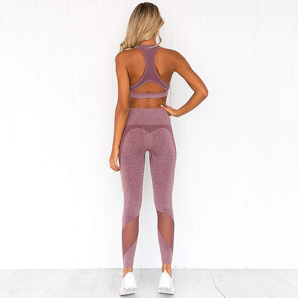 Hotexy Women Workout Set Seamless High Waisted Yoga Leggings with Sports Bra Gym Clothes Active Tracksuit Set