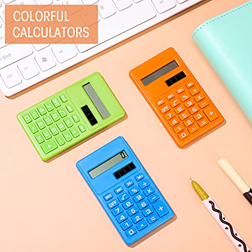 3 Pieces MiniĀ Digital Desktop Calculator with 8-Digit LCD Display Standard Function Electronic Pocket Size Calculator for School, Office and Home, Blue Orange Green