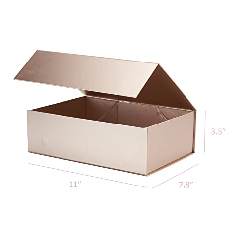 Volanic Gift Boxes with Magnetic Sealed Decorative Lids 11 x 7.8 x 3.5 Inch for Gift Packaging Wedding Birthday Graduation Christmas Gift Box with Gift Card Ribbon