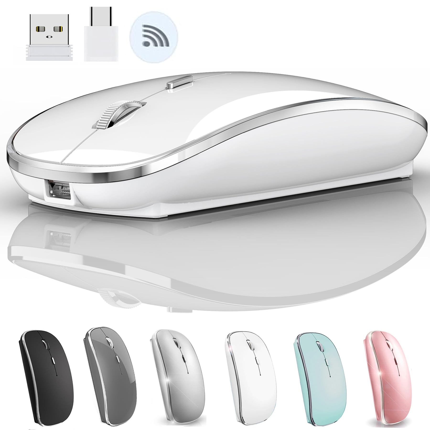 2.4G USB C Receiver Wireless Mouse for Computer Chromebook for Microsoft Laptop Mac DELL HP iMac MacBook Pro Air Win7 8 10 11