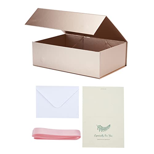 Volanic Gift Boxes with Magnetic Sealed Decorative Lids 11 x 7.8 x 3.5 Inch for Gift Packaging Wedding Birthday Graduation Christmas Gift Box with Gift Card Ribbon