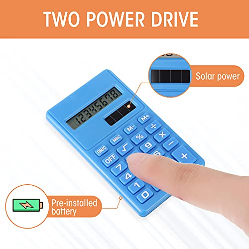 3 Pieces MiniĀ Digital Desktop Calculator with 8-Digit LCD Display Standard Function Electronic Pocket Size Calculator for School, Office and Home, Blue Orange Green
