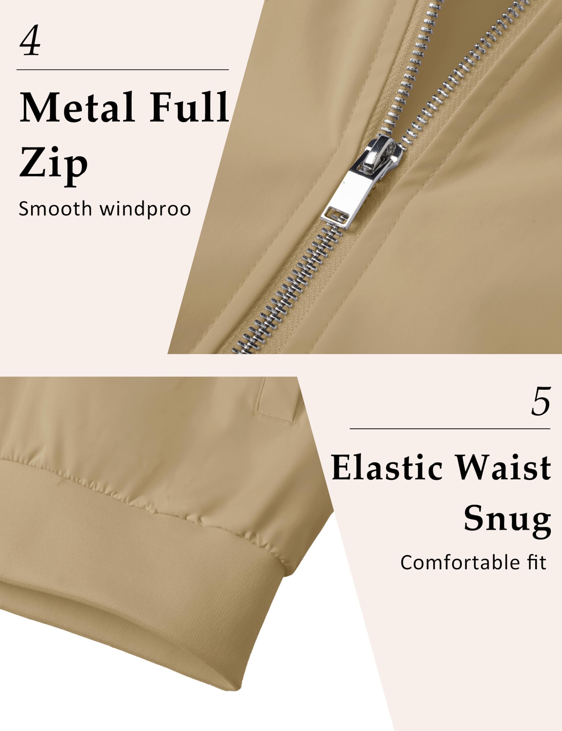 MAGCOMSEN Bomber Jacket Men Light Spring Jackets Lightweight Bomber Jacket Zip Up Light Coat with Pocket Casual Jacket Khaki,L