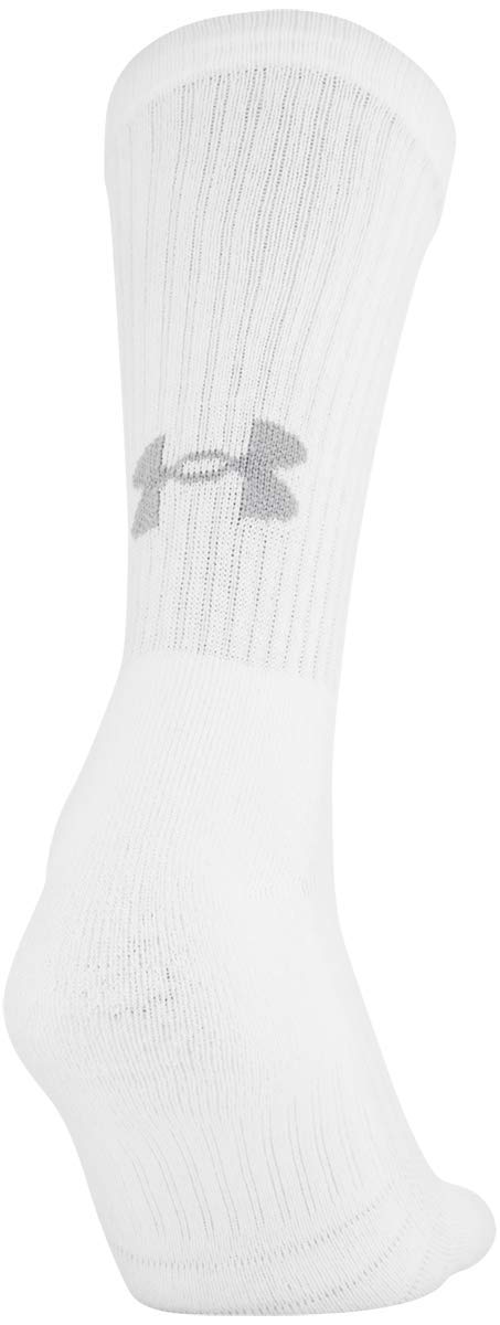 Under Armour Adult Training Cotton Crew Socks, Multipairs , White (6-Pairs) , Large
