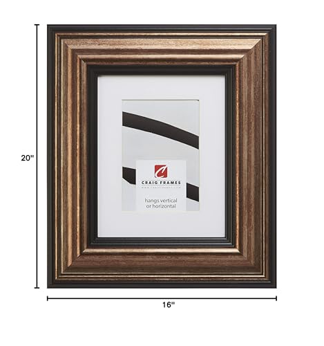 Craig Frames 21307201 16 x 20 Inch Aged Copper and Black Picture Frame Matted to Display a 11 x 14 Inch Photo