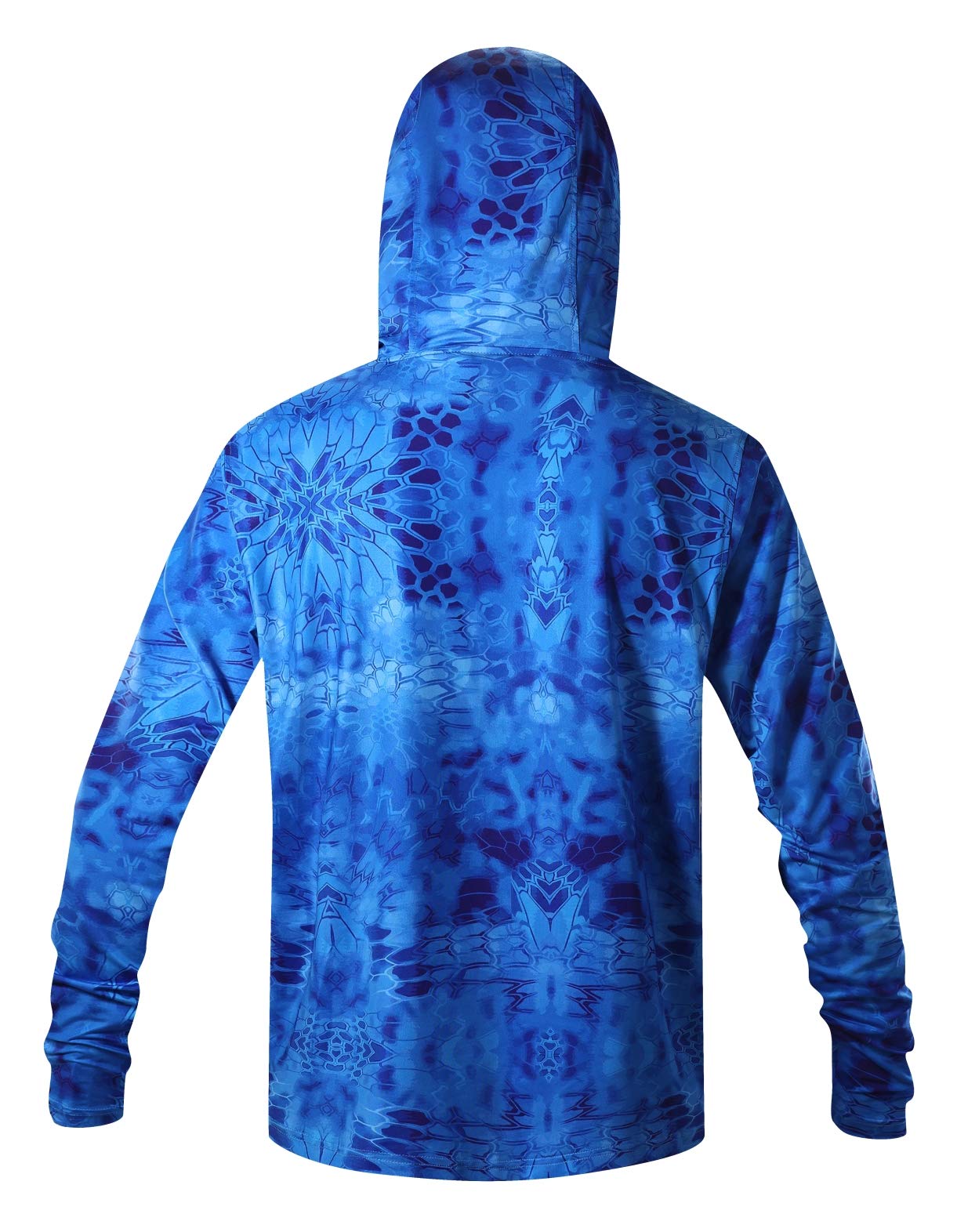 Performance Fishing Hoodie with Face Mask Hooded Sunblock Shirt Sun Shield Long Sleeve Shirt, Blue, 2X-Large