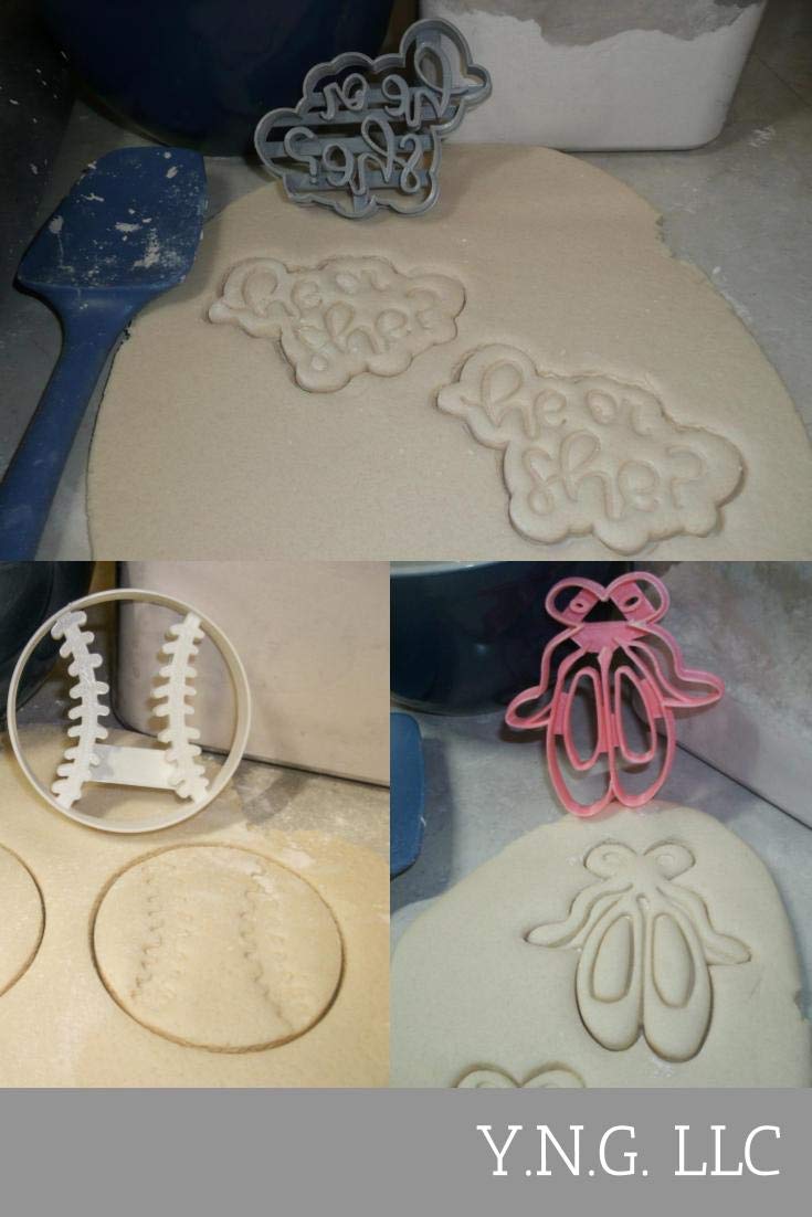 BASEBALL OR BALLET SLIPPERS GENDER REVEAL BABY SHOWER SET OF 3 COOKIE CUTTERS MADE IN USA PR1228