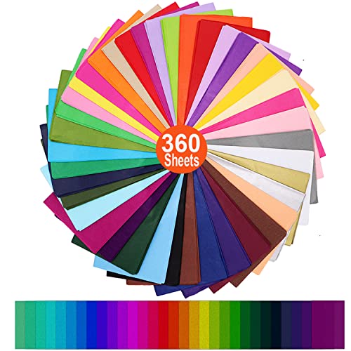 360 Sheets A4 Tissue Paper Bulk, 36 Assorted Colored Craft Tissue Paper 12" x 8" Rainbow Tissue Paper for Party Festival Decorative Art Tissue Paper