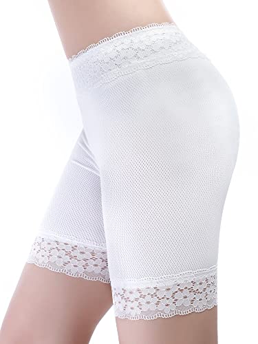 Lace Shorts Underwear Yoga Shorts Stretch Safety Leggings Undershorts for Women Girls (Black, Grey, White, Medium-Large)