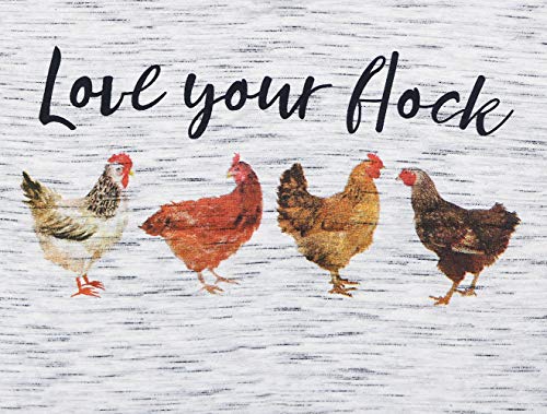 Love Your Flock Shirt Women V-Neck Letters Print Short Sleeves Funny Graphic Tee Casual Tops T Shirts Size L (Light Grey)