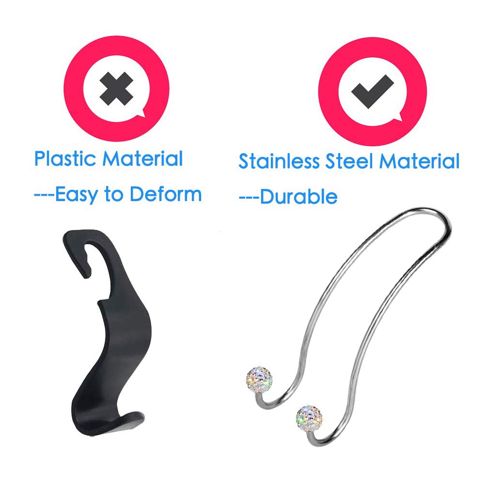 SAVORI Auto Hooks Bling Car Hangers Organizer Seat Headrest Hooks Strong and Durable Backseat Hanger Storage Universal for SUV Truck Vehicle 2 Pack (AB)
