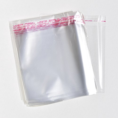 irtree 100 Square 6.5" Crystal Clear Flat Resealable Envelopes - 6 1/2" x 6 1/2" or 6.5 x 6.5 Cello Style Poly Bags with Lip Tape - Fits 6" to 6 1/4β Square Card with or Without a Paper Envelope