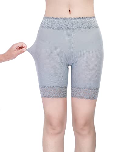 Lace Shorts Underwear Yoga Shorts Stretch Safety Leggings Undershorts for Women Girls (Black, Grey, White, Medium-Large)