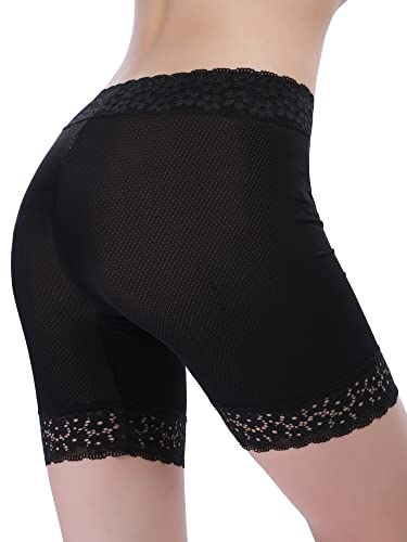 Lace Shorts Underwear Yoga Shorts Stretch Safety Leggings Undershorts for Women Girls (Black, Grey, White, Medium-Large)