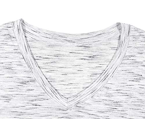 Love Your Flock Shirt Women V-Neck Letters Print Short Sleeves Funny Graphic Tee Casual Tops T Shirts Size L (Light Grey)