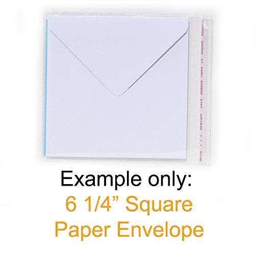 irtree 100 Square 6.5" Crystal Clear Flat Resealable Envelopes - 6 1/2" x 6 1/2" or 6.5 x 6.5 Cello Style Poly Bags with Lip Tape - Fits 6" to 6 1/4β Square Card with or Without a Paper Envelope