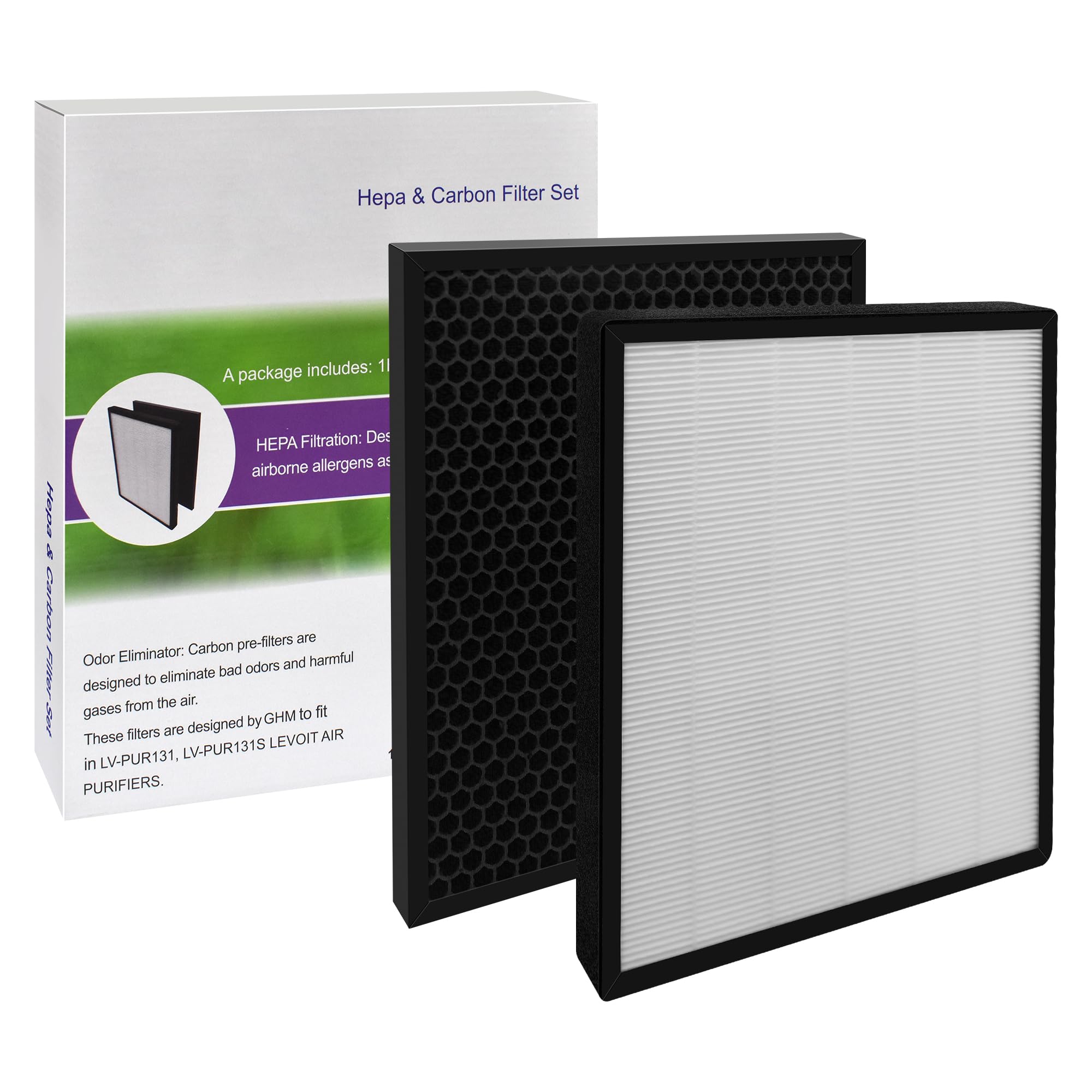 GHM Compatible LEVOIT LV-PUR-131 Air Purifier True HEPA & Activated Carbon Filters Set Compatible with LEVOIT LV-PUR-131 Air Purifier