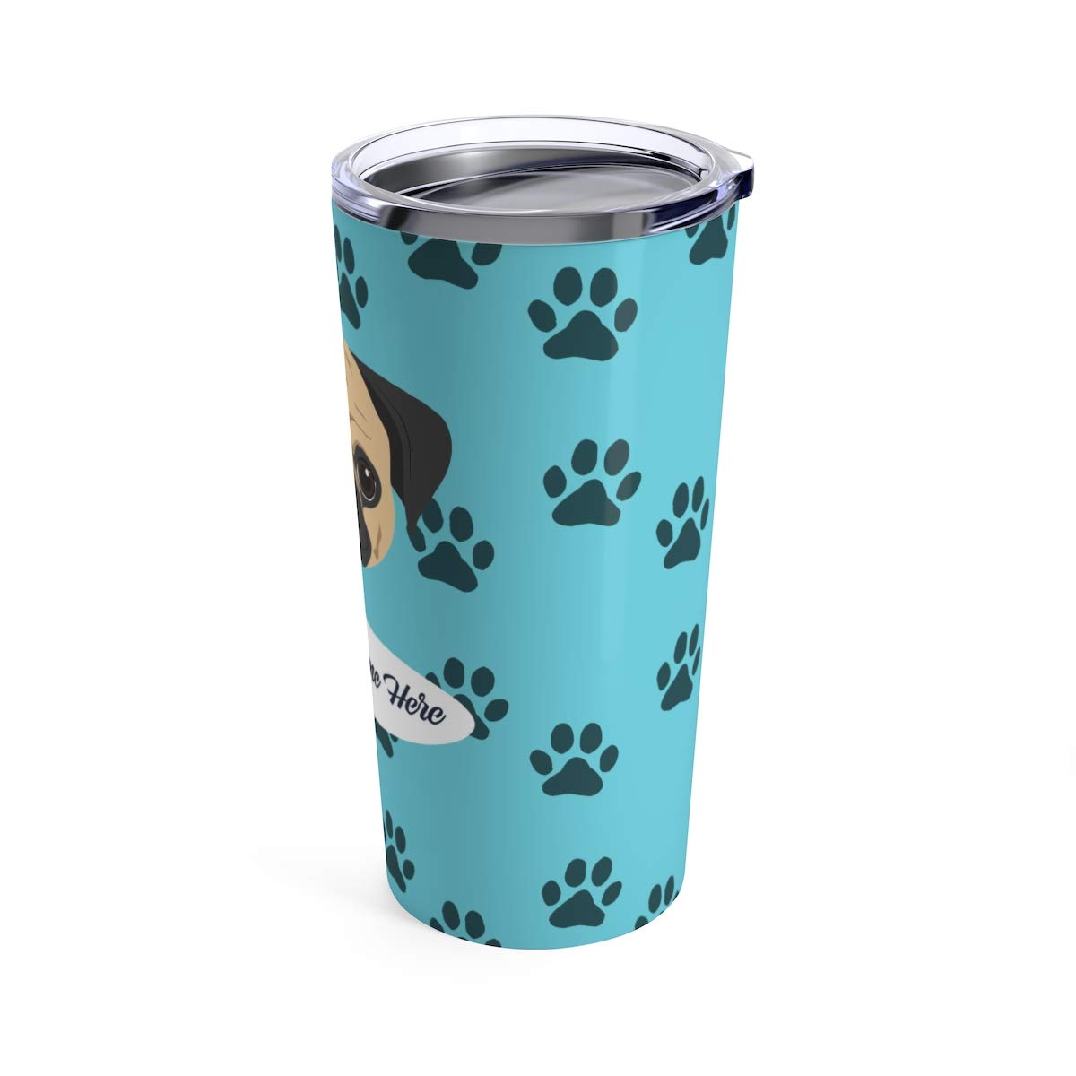 Custom Pug Travel Mug - Personalized Tumbler or Mug for Coffee Beer Warm Cold Drinks Men Women Dogs Pugs Lovers Gifts 20oz
