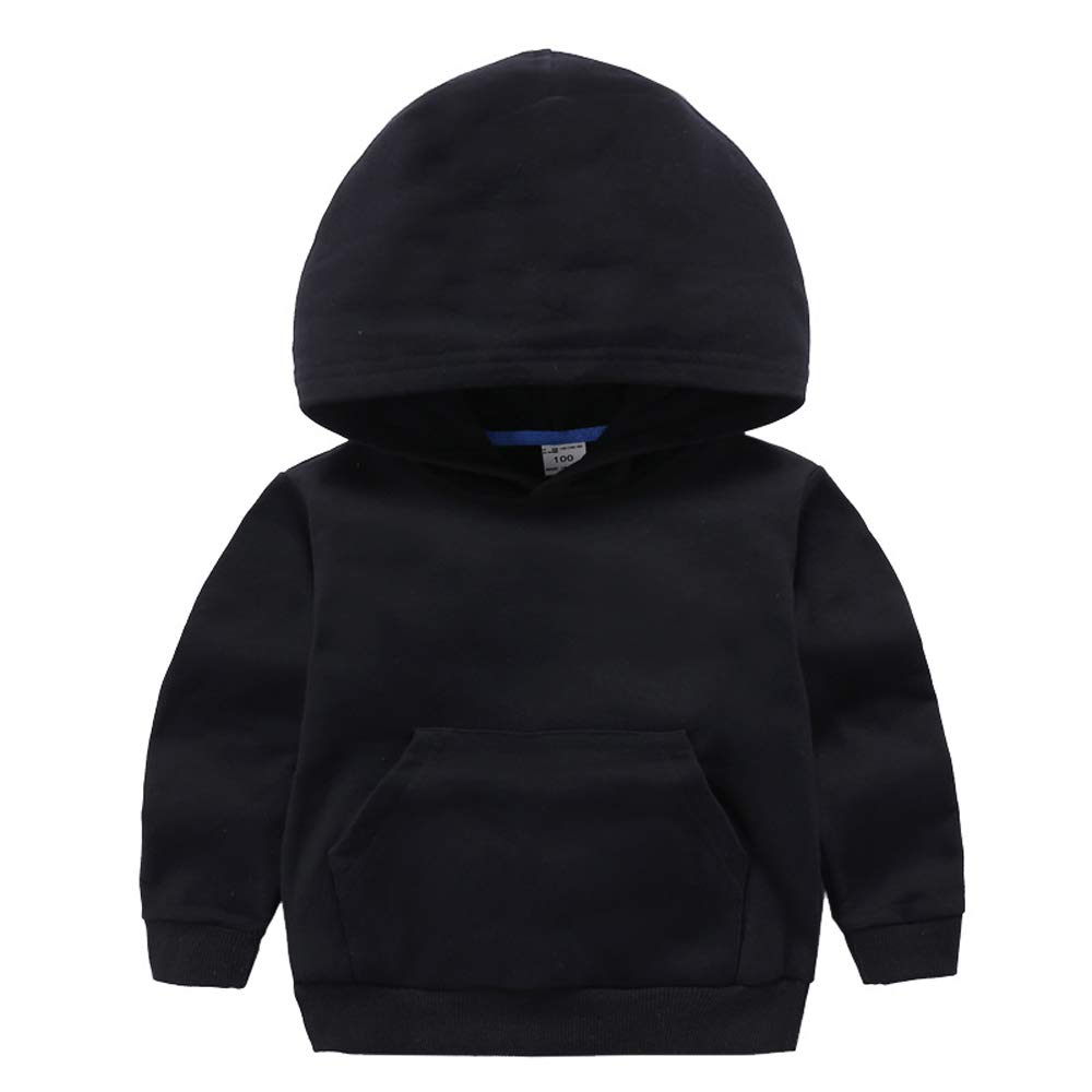 Ding-dong Baby Toddler Kid Boy Girl Solid Casual Pocket Hoodie Sweatershirt Pullover（Black,5T）