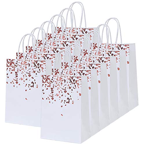 Cooraby 18 Pieces Paper Bags Bronzing Kraft Bag Hen Party Bags Bride Gift Birthday Bag with Handle for Wedding Parties Keepsake Night Celebrations (Color C)