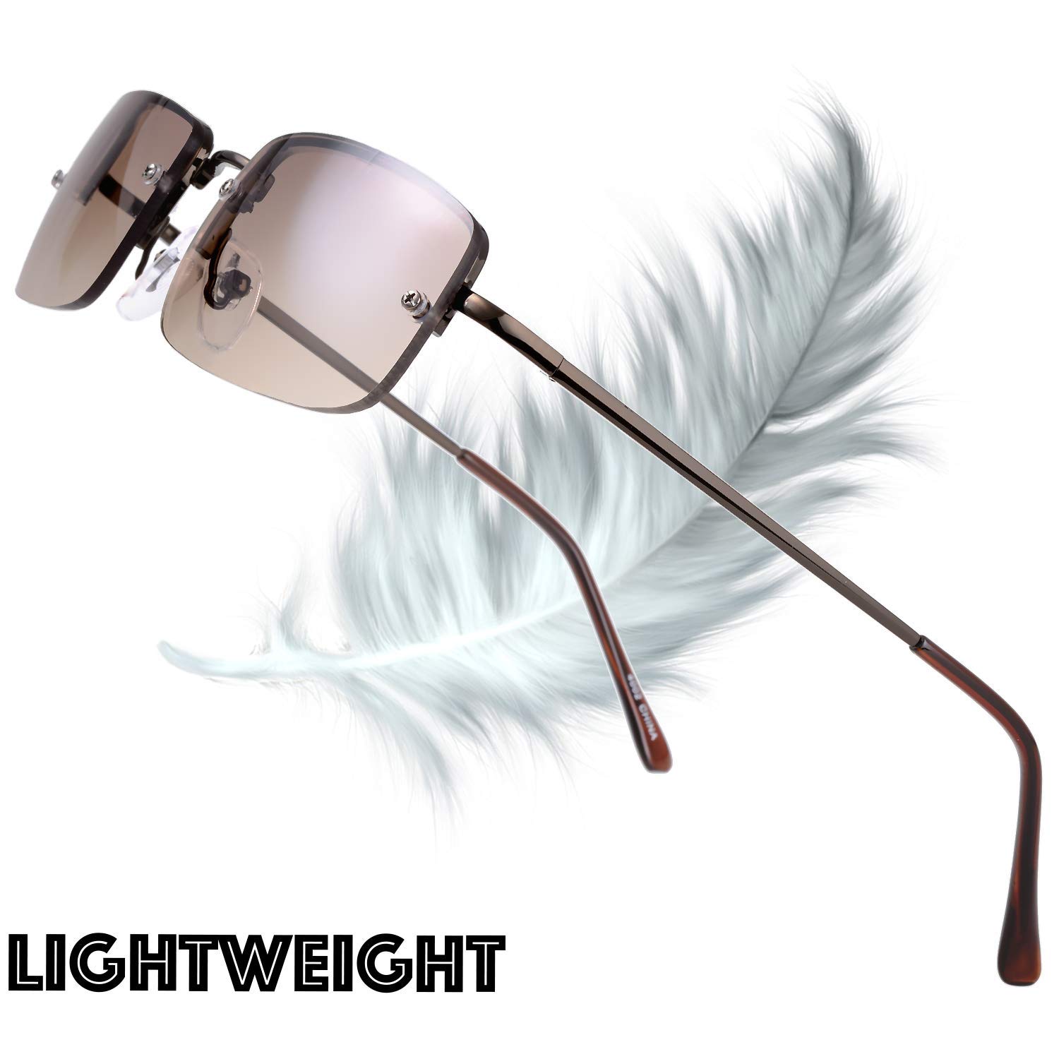 The Fresh Minimalist Small Rectangular Sunglasses Clear Eyewear Spring Hinge - Gift Box Package (202-Copper, Gradient Brown, 51)