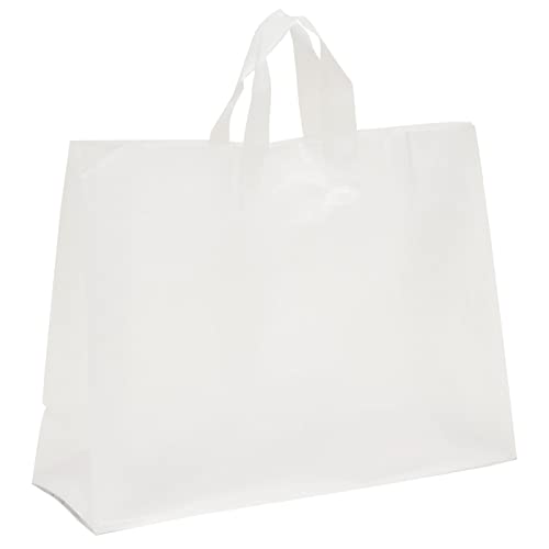 Stockroom Plus Frosted White Plastic Bags with Handles, Boutique Shopping Bags (16x12 In, 60 Pack)