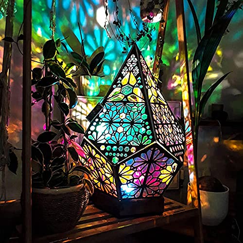 Polar Star Large Floor Lamp with USB Charging, Bohemian Hollow Geometric Retro Floor Decorative LED Colorful Diamond Lights Colorful 3D Projection Night / Desk Lamp Home Decor Wedding Party