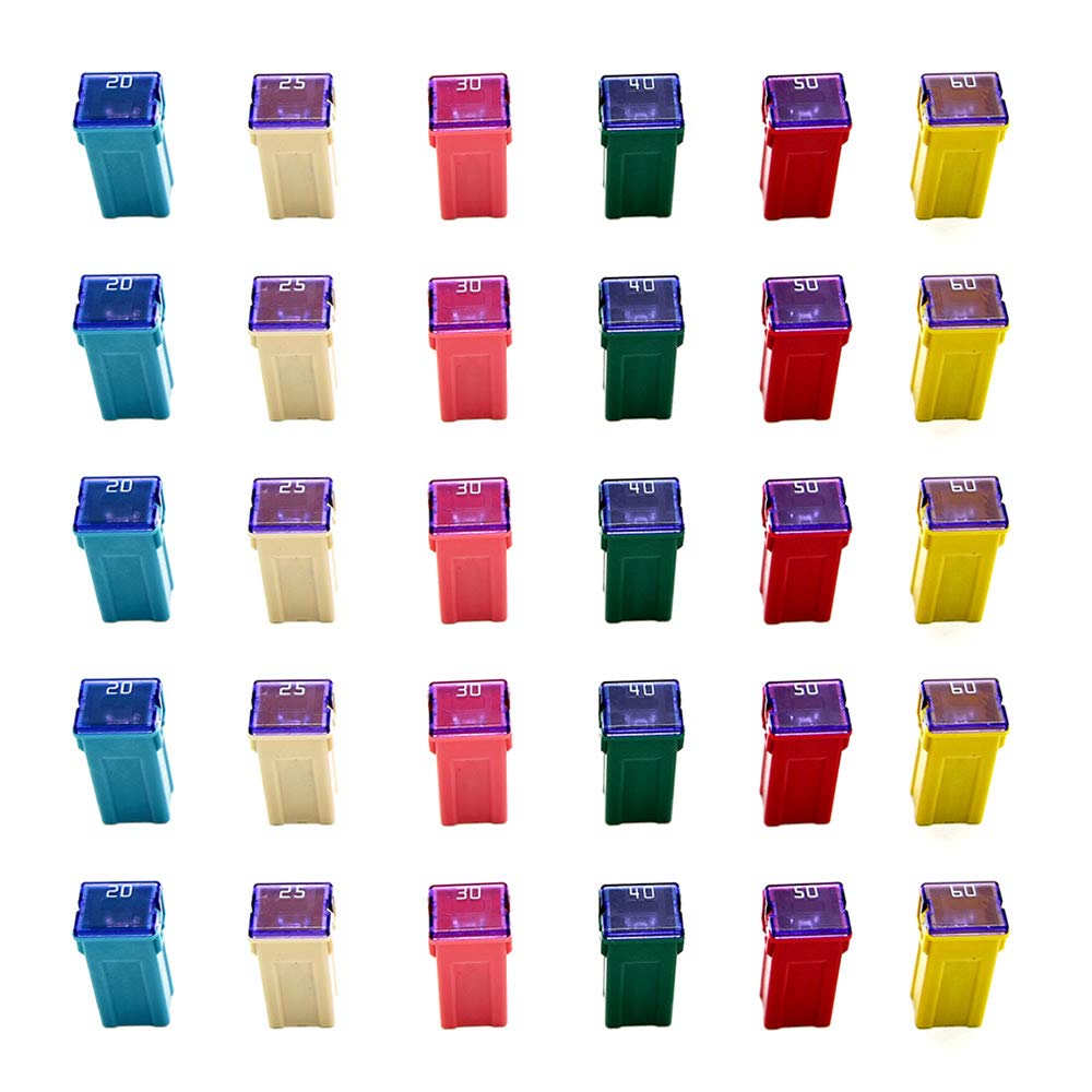 30 Pc Automotive Tall/Standard Profile JCASE Box Shaped Fuse Kit for Pickup Trucks, Cars and SUVs