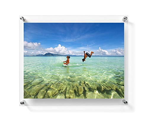 Snow David 11x14 Floating Acrylic Picture Frame with Chrome Standoff Double Panel Wall Mount Photo Frame for Picture Up to inches (11x14)
