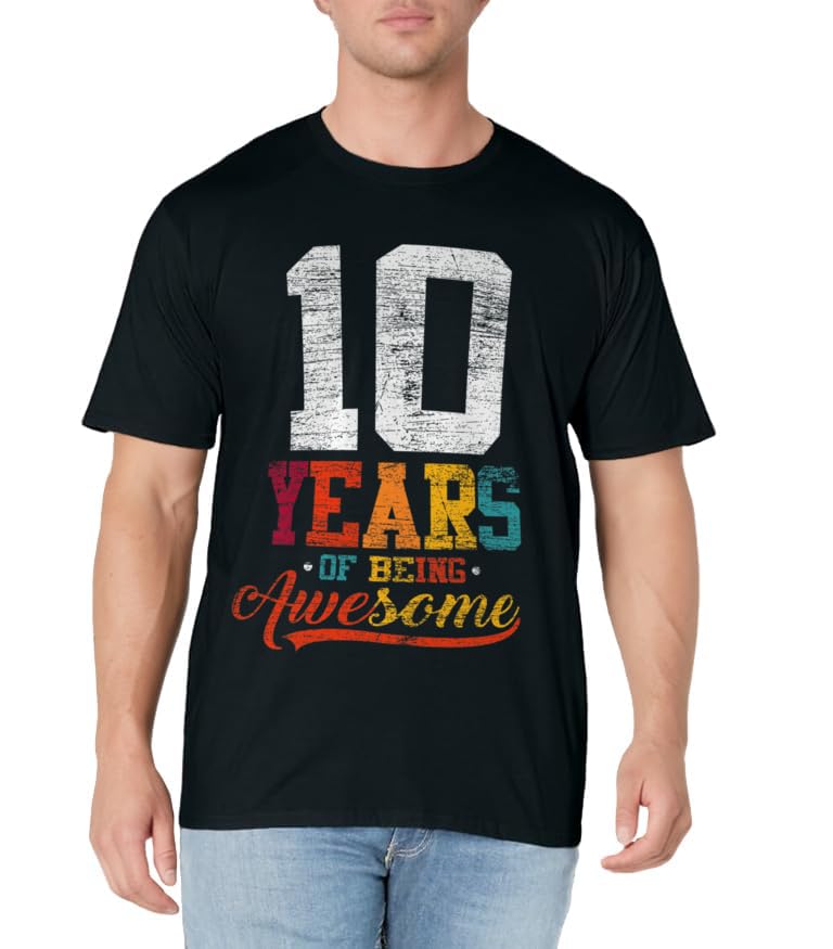 10 Years Of Being Awesome Gifts 10 Years Old 10th Birthday T-Shirt