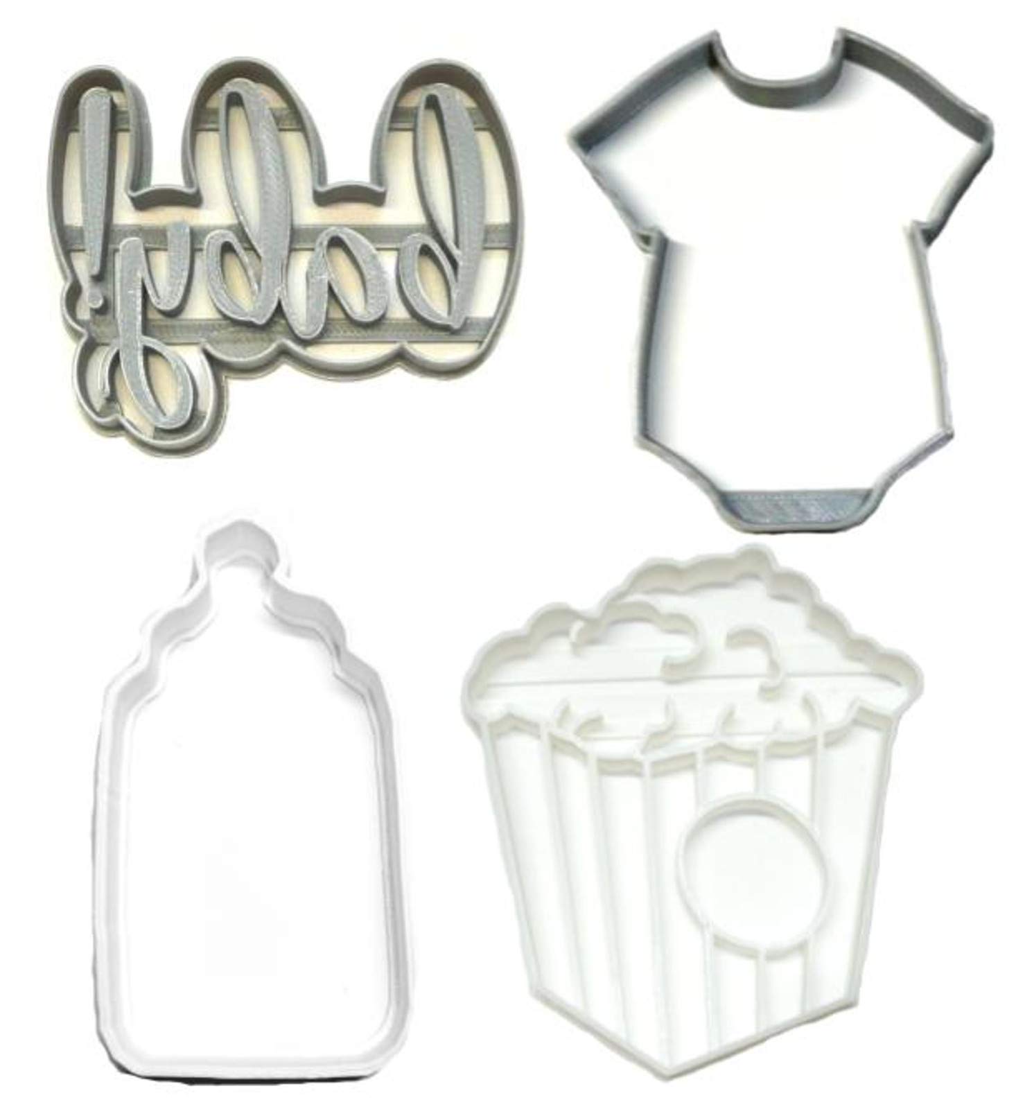 SHES ABOUT READY TO POP BABY SHOWER THEME KIT POPCORN ONESIE SET OF 4 COOKIE CUTTER USA PR1231