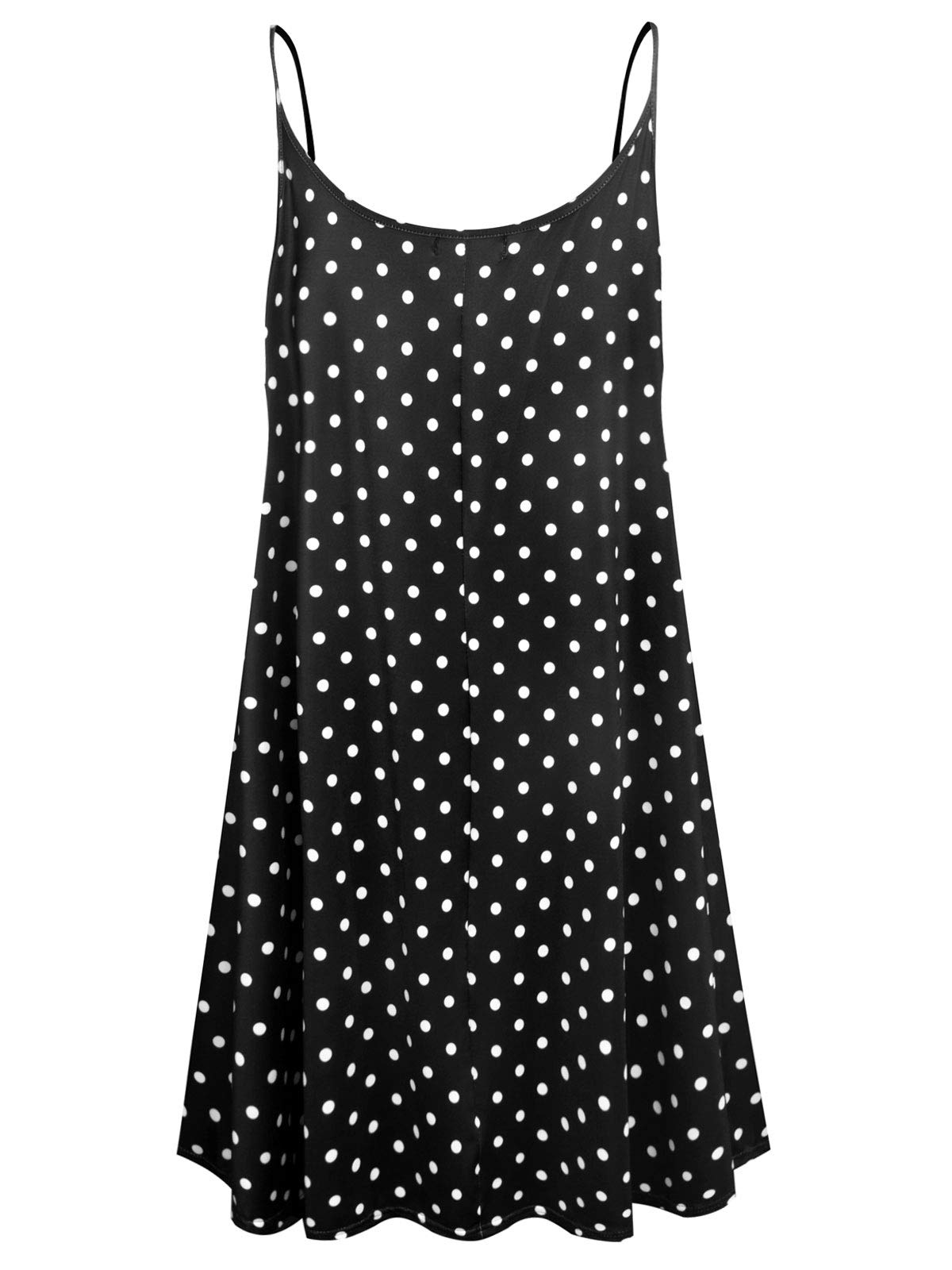 7th Element Plus Size Slip Dress for Women Under Dresses 2025 Spaghetti Strap Cami Camisoles Sun Tank Sleeveless Sundress(Black Polka Dot,4X)