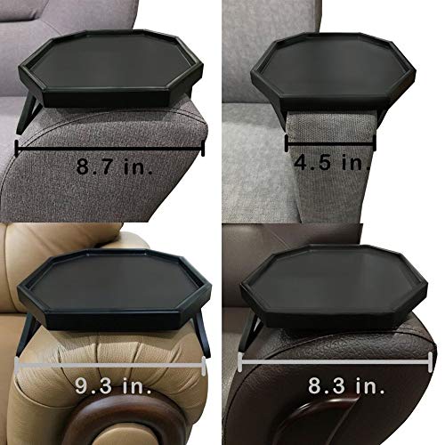 Forzaddik Wooden Sofa Couch Armrest Clip-On Table, Recliner Armrest Organizer Tray for Coffee/Snacks/Electronics (Black)