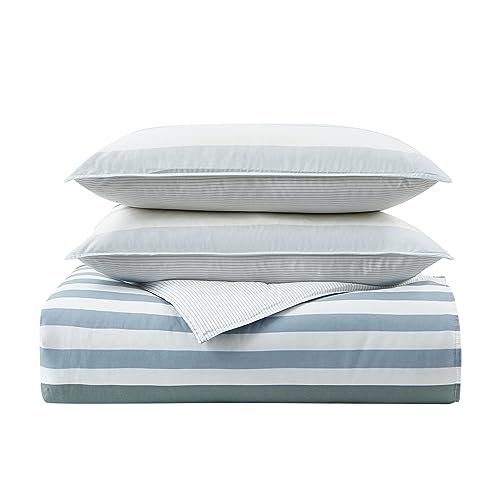 Nautica - Twin Comforter Set, Cotton Reversible Bedding with Matching Sham, Home Decor for All Seasons, Dorm Room Essentials (Lansier Grey, Twin/Twin XL)