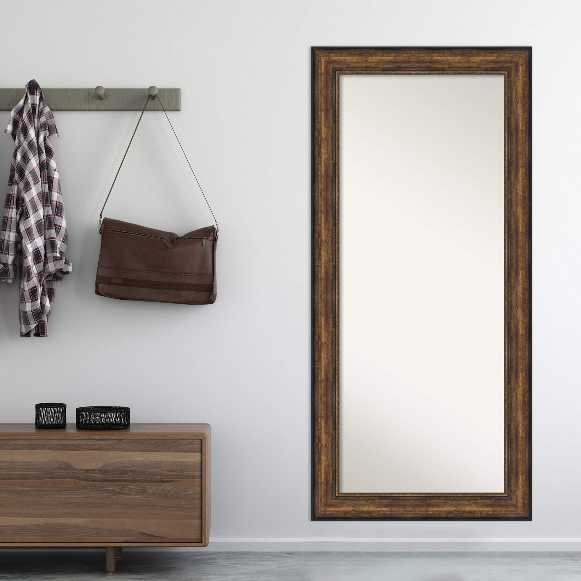 Amanti Art Bronze Full Length Mirror, 68x32 Ballroom Bronze Tall Free Standing Body Wall Mirror Full Length for Dressing, Traditional Frame, Lean on Floor or Hang, Wall Decor from WI, USA