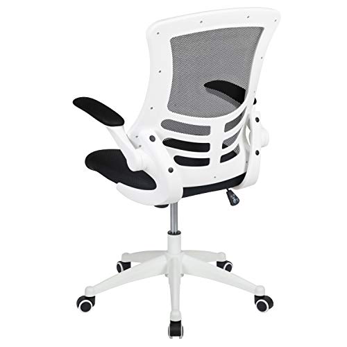 Flash Furniture Kelista Office Chair, Ergonomic, Mid-Back, White Frame, Black Mesh with Swivel