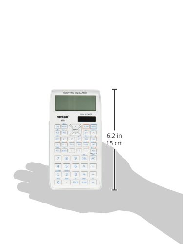 Victor 940 10-Digit Advanced Scientific Calculator with 2 Line Display, Battery and Solar Hybrid Powered LCD Display, Great for Students and Professionals, White