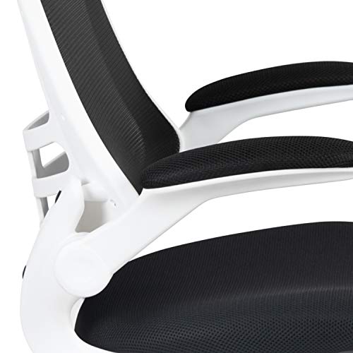 Flash Furniture Kelista Office Chair, Ergonomic, Mid-Back, White Frame, Black Mesh with Swivel