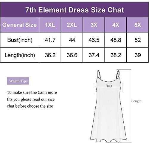 7th Element Plus Size Slip Dress for Women Under Dresses 2025 Spaghetti Strap Cami Camisoles Sun Tank Sleeveless Sundress(Black Polka Dot,4X)