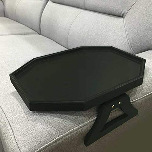 Forzaddik Wooden Sofa Couch Armrest Clip-On Table, Recliner Armrest Organizer Tray for Coffee/Snacks/Electronics (Black)