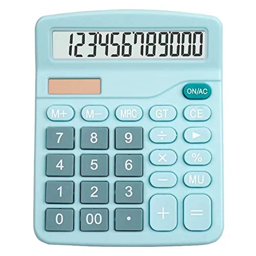 Upgraded Basic Standard Calculator 12-Bit Desktop Calculator with Large LCD Display and Sensitive Buttons for Office, School, Home and Business Use (Blue Calculator)