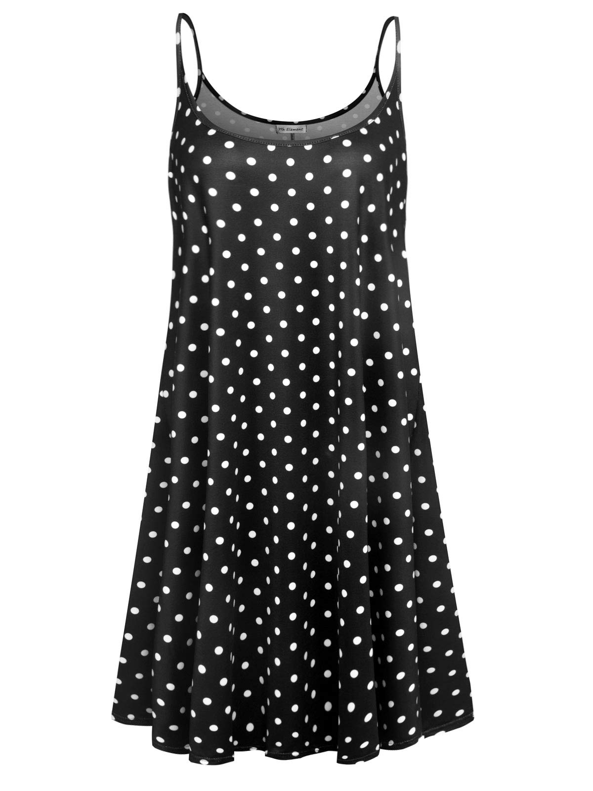 7th Element Plus Size Slip Dress for Women Under Dresses 2025 Spaghetti Strap Cami Camisoles Sun Tank Sleeveless Sundress(Black Polka Dot,4X)