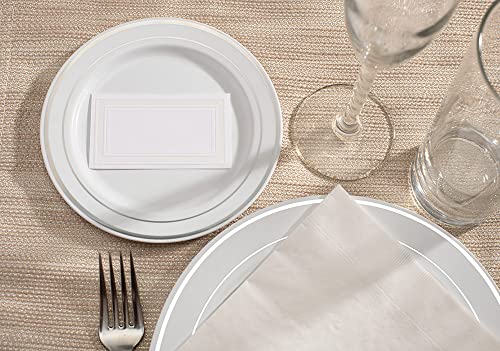 White 65lb Cover Stock Place Cards, White Foil Border, Micro-Perforated, 2" x 3 1/2", 200/box, Laser and Inkjet Compatible