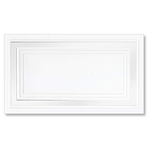 White 65lb Cover Stock Place Cards, White Foil Border, Micro-Perforated, 2" x 3 1/2", 200/box, Laser and Inkjet Compatible