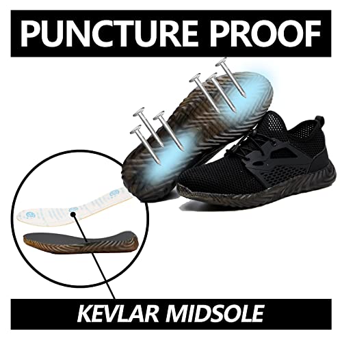 SUADEX Steel Toe Shoes Men Women Indestructible Work Safety Shoes Working Industrial Construction Sneakers Pure Black